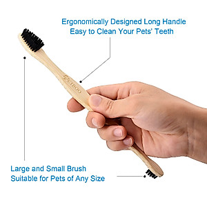 ECOETBOO Dog Toothbrush 6 Pack, Pet Cat Bamboo Toothbrushes, Double-Sided Small and Large Head Toothbrush for Dogs Cats, Biodegradable Eco-Friendly Dog Tooth Brushing Kit