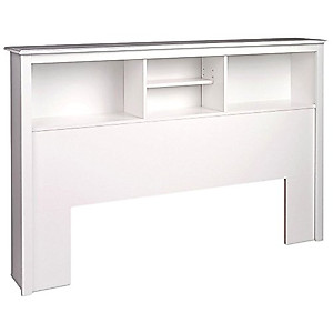 Prepac Stylish Full/Queen Headboard with 3 Compartments, Deep Bookcase Style Headboard for Full/Queen Size Beds 11" D x 65.75" W x 43" H, White, WSH-6643