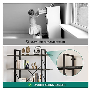 YITAHOME 5 Tier Bookshelf, 70.9" Tall Industrial Bookcase, Wide Open Display Storage Book Shelf for Living Room/Bedroom/Home/Office, Charcoal Gray