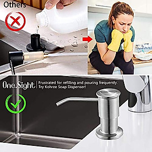 One Sight Soap Dispenser for Kitchen Sink and 47'' No-spill Extension Tube Kit, Stainless Steel, Kitchen Dish Soap Dispenser Pump In Sink Connects Directly To Soap Bottle