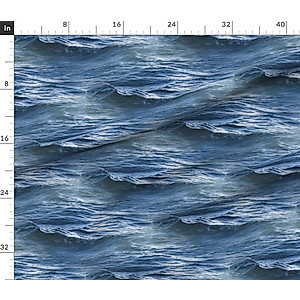 Spoonflower Fabric - Ocean Water Sea Waves Blue Nautical Aquatic Printed on Petal Signature Cotton Fabric Fat Quarter - Sewing Quilting Apparel Crafts Decor
