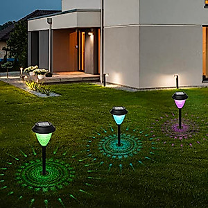 8 Pack Solar Path Lights, Solar Lights Outdoor Waterproof RGB Color Changing & Warm White Garden Pathway Lights, Landscape Lights Solar Powered for Yard Patio Walkway Driveway