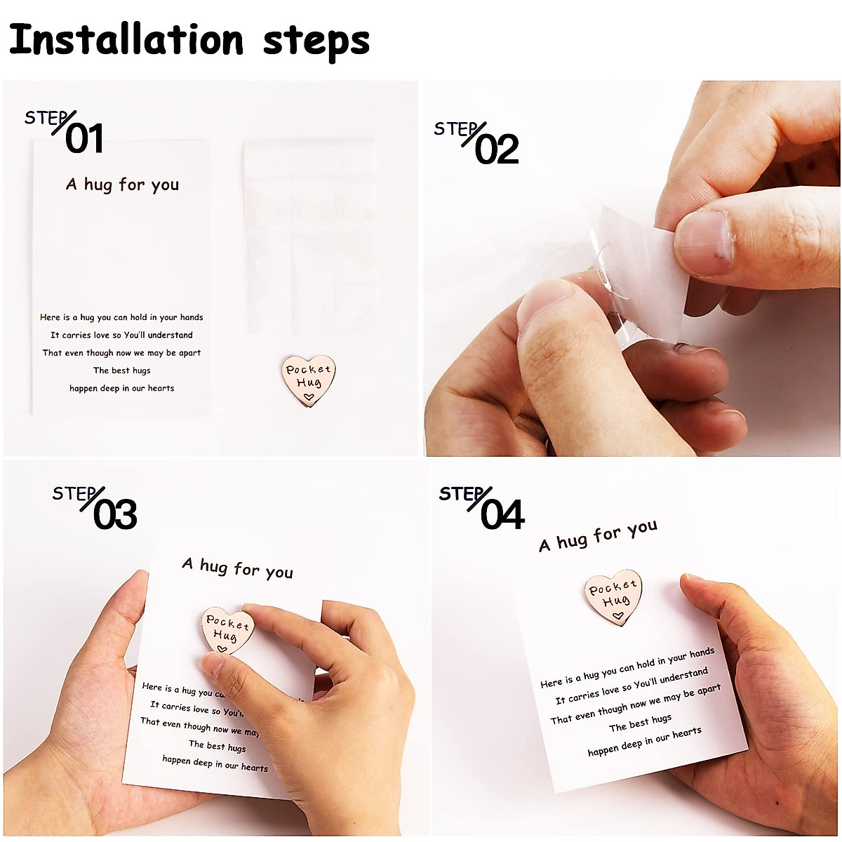 Qunrwe Pocket Hug,Cheer Up Gifts for Women,Long Distance Gifts,Pocket Hug Token with Keychain,Thinking of You Gifts(Rose Gold)