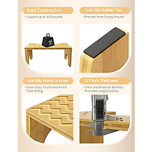 Toilet Stool, Easoger Bamboo Poop Stool, 7" Foldable Potty Stool, Wood Bathroom Step Stool Squat with Anti Slip Layer, 330 lbs Capability