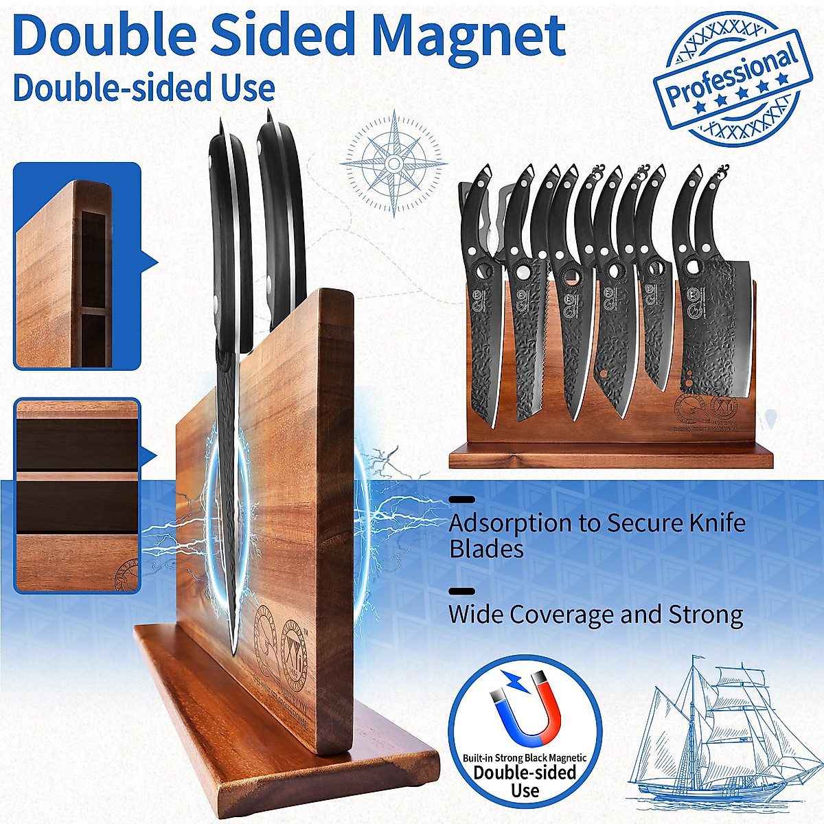 XYJ Professional Black Kitchen Knife Set with High-Carbon Steel Forged Blades, Chef's Knife, Cleaver, Carving Knife, Nakiri, Includes Carrying Bag & Poultry Scissors,Gift Bag Christmas Gifts