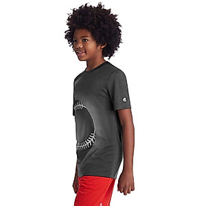 C9 Champion boys Tech Short Sleeve Tshirt T Shirt, Charcoal Gray Heather/Planetary, Medium US