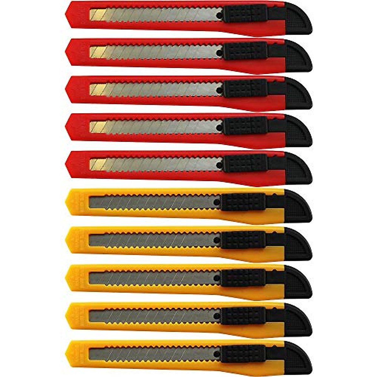 Box Cutter/Hobby Retractable Utility Knife with Strong Snap off Blades (10 Pack)- Great Knife for Cutting Boxes, Panels, tough Packaging, and Much More