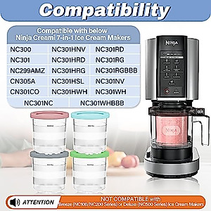 NANOBABY Pint Containers and Lids Replacement Compatible with Ninja CREAMi 7-in-1 Ice Cream Maker, 16oz Pint Cup Replacement for Ninja Creami NC301 Series,NC299AMZ NC300 CN305A CN301CO,4-Pack,BPA Free