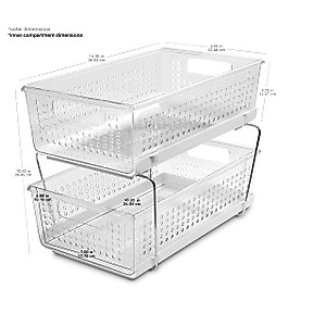 madesmart 2-Tier Organizer Multi-Purpose Slide-Out Storage with Handles for Home and Bath, Pack of 4, Clear