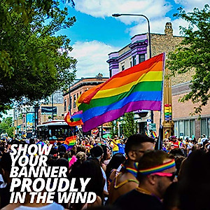 Anley Fly Breeze 3x5 Foot Rainbow Pride Flag - Vivid Color and Fade proof - Canvas Header and Double Stitched - Gay LGBT Pride Day Month Parade LGBTQ Community Banner Flags with Brass Grommets