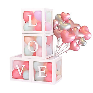 Generic 4 Pieces Love Transparent Balloons Boxes with Letters, Valentine’s Day Balloon Box, Party Decorations Balloons Boxes for Anniversary Wedding Engagement Wedding, Bridal Shower, Birthday Party