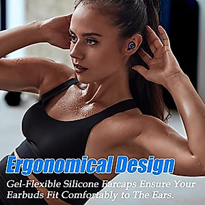 Earbuds Mini Headphones Headset, Hi-Fi Stereo in-Ear Earphones with 300Mah Charging Case, Touch Control, IPX5 Waterproof with LED Display Built-in Mic for Sports, Workout, Gym