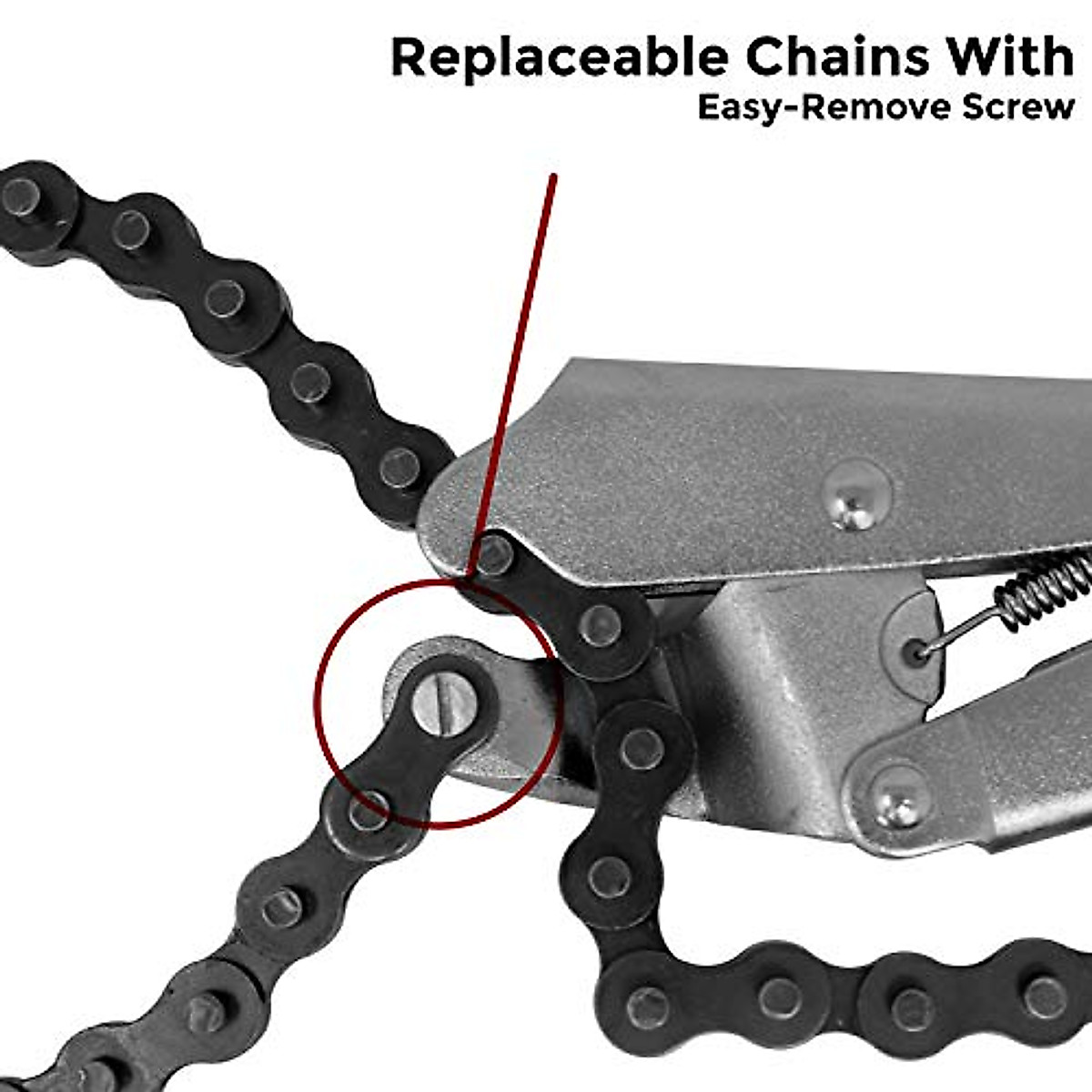 Locking Chain Pliers, Removable 48″ Chain, Holds Up To 14" Diameter Pipes, Unique Easy Open Crank Handle, Quick Release Trigger, PFC1048, Strong Hand Tools