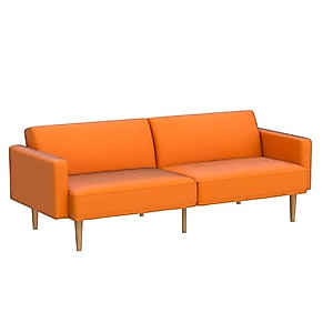 mopio Futon Sofa Bed, Couch, Small Sofa, Sleeper Sofa, Loveseat, Mid Century Modern Futon Couch, Sofa Cama, Couches for Living Room (Apricot Velvet)