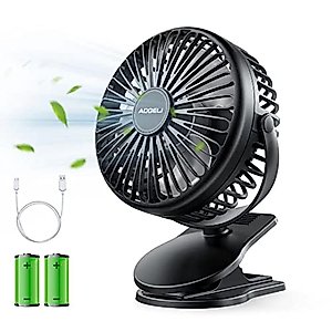 Clip Fan 5000mAh Rechargeable Battery Mini Fan with Clip on Fan Sturdy Clamp 3 Speeds Portable Tent Camping Fan Handheld Small Desk Desktop Table Fan for Travel Outdoor/Indoor Treadmill (Black)
