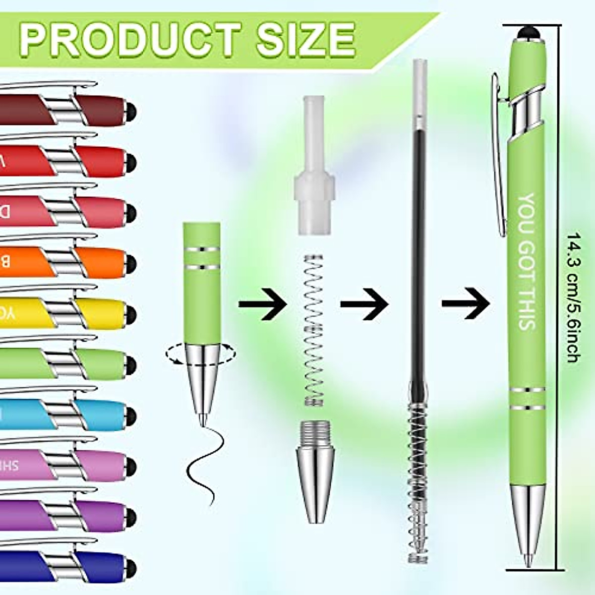 Snarky Office Pens Funny Insulting Pens Christian Ballpoint Pens Inspirational Quotes Negative Quotes Motivational Macaron Touch Stylus Pens for Office, Black Ink (10 Pieces)