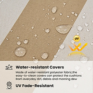 Stricklandhome Outdoor Chair Cushions Set of 2 for Patio Furniture, Square Corner Patio Chair Cushions with Ties, Outdoor Dining Chair Cushions,18.5" X 16" X 3"