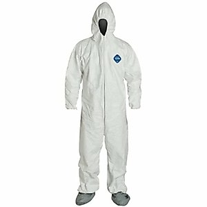 DuPont Industrial & Scientific 1414 Large TY122S Large EACH Disposable Elastic Wrist, Bootie and Hood Tyvek Coverall Suit 1414 White