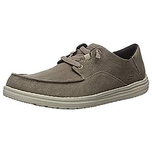 Skechers Men's VOLGO Slip ON Melson Canvas Slip-On Moccasin Shoe, Brown, 12 Medium US