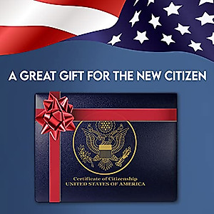 US Citizenship Certificate Holder | US Citizenship Gifts | 2023 Naturalization Certificate Padded Holder with Cover. Golden Great Seal of The United States.