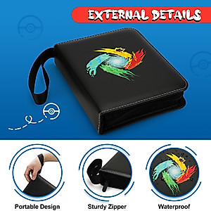 AIMerss 440 Pockets Trading Card Binder with 55 Removable Card Sleeves, 4-Pocket Card Holder Book Compatible with Baseball Binder for Cards, Card Collector Album with Zipper Carrying Case