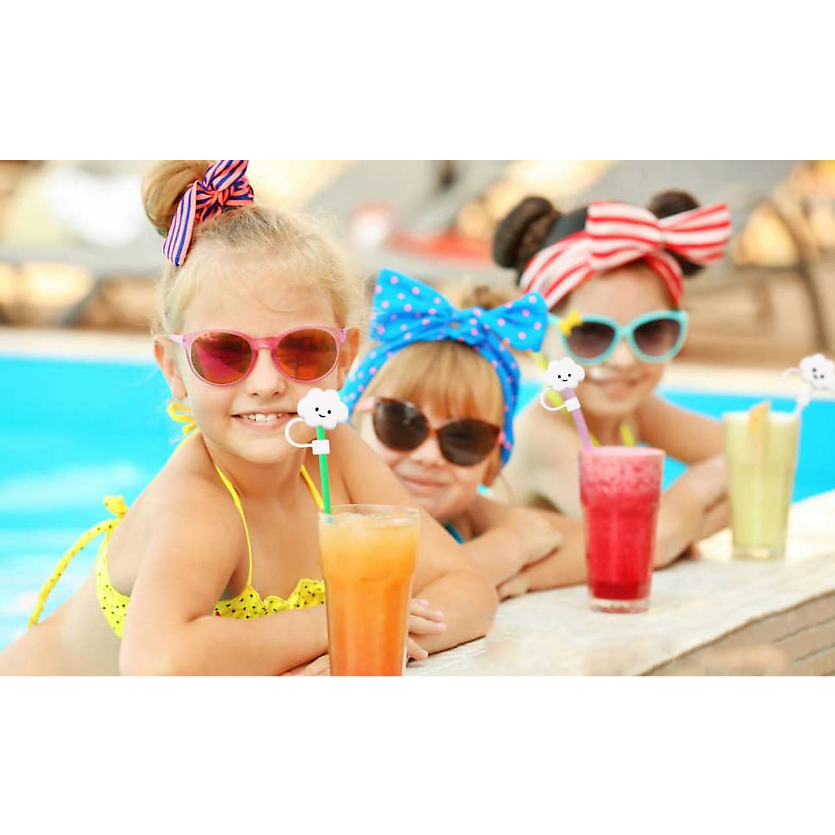 pasezenn 6Pcs Cute Cloud Straw Covers Cap Reusable Straw Toppers Dust-Proof Straw Tips Cover for 1/4inch(6-8mm) Straws