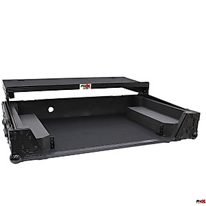 ProX XS-DDJ1000 WLTBL LED ATA Flight Case for Pioneer DDJ-1000 FLX6 SX3 DJ Controller with Laptop Shelf 1U Rack Space Wheels and LED - Black