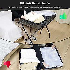 lovelybee Luggage Rack, Luggage Rack for Guest Room, Suitcase Stand, Steel Frame, Foldable, for Bedroom, Black