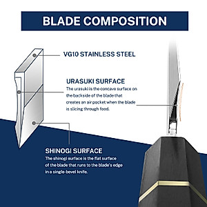 Gourmetop Sushi Knife Japanese Sashimi Knife 10.5 Inch, Japanese Yanagiba Knife VG10 Superior Steel Single Bevel Slicing Knife with Premium Octagonal Ebony Handle, Carving Sets Knife