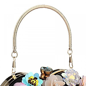 Heart Shape Purse Floral Clutch Purse for Women Mini Vintage Flower Evening Handbag Shoulder Bag (Black)