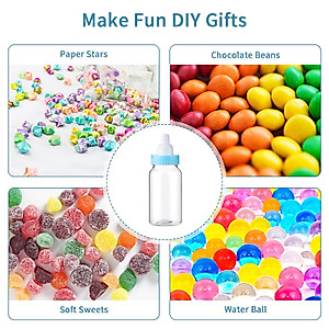 48 Pcs 4.5 Inch Baby Bottle Shower Favor Mini Plastic Candy Bottle Baby Shower Bottles Fillable Feeding Bottle Candy Box for Party Boy Girl Birthday Newborn Baby Baptism with Removable Blue Tops