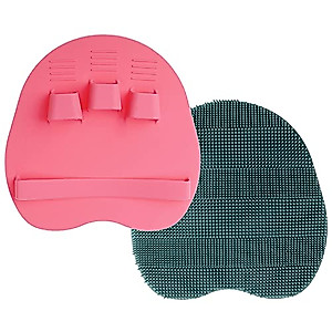 2 Pack Soft Silicone Shower Brush, Body & Face & Short Hair Wash, Bath Exfoliating Skin Massage Scrubber, Dry Skin Brushing Glove Loofah, Fit for Sensitive and All Kinds of Skin (PeonyPink+Green)