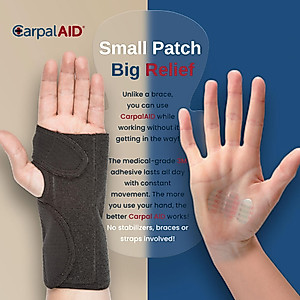 CarpalAid Hand Patch Carpal Tunnel Relief - Quick Pain Relief for Carpal Tunnel Syndrome, Wrist Pain, Medical-Grade Adhesive Strip, One Size Fits Most, 6 Count