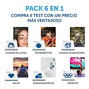 24Genetics - 6 in 1 DNA Test: Health, Nutrigenetics, Sport, Skin Care, Pharmacogenetics and Ancestry - Complete Genetic Test - Get All Our Reports at The Best Price