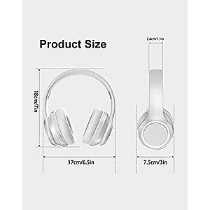 rockpapa E8 Over The Ear Bluetooth Headphones with Microphone for Kid Children Boy Girl Youth Teen Adult, Foldable Wired/Wireless Headphones with Mic, Include Travel Case, Silver