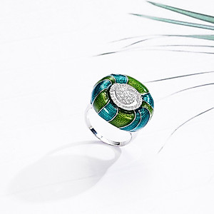 Mytyts Enamel Statement Rings for Women Fashion Crystal Cocktail Anniversary Rings (multicolor, 6)