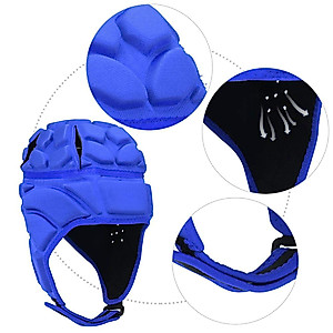 Rugbyball Helmet, Soft Shell Protective Headgear for Reduceing Impact Collision Children, Teenager, Adult (S/M/L/XL) (Blue L)