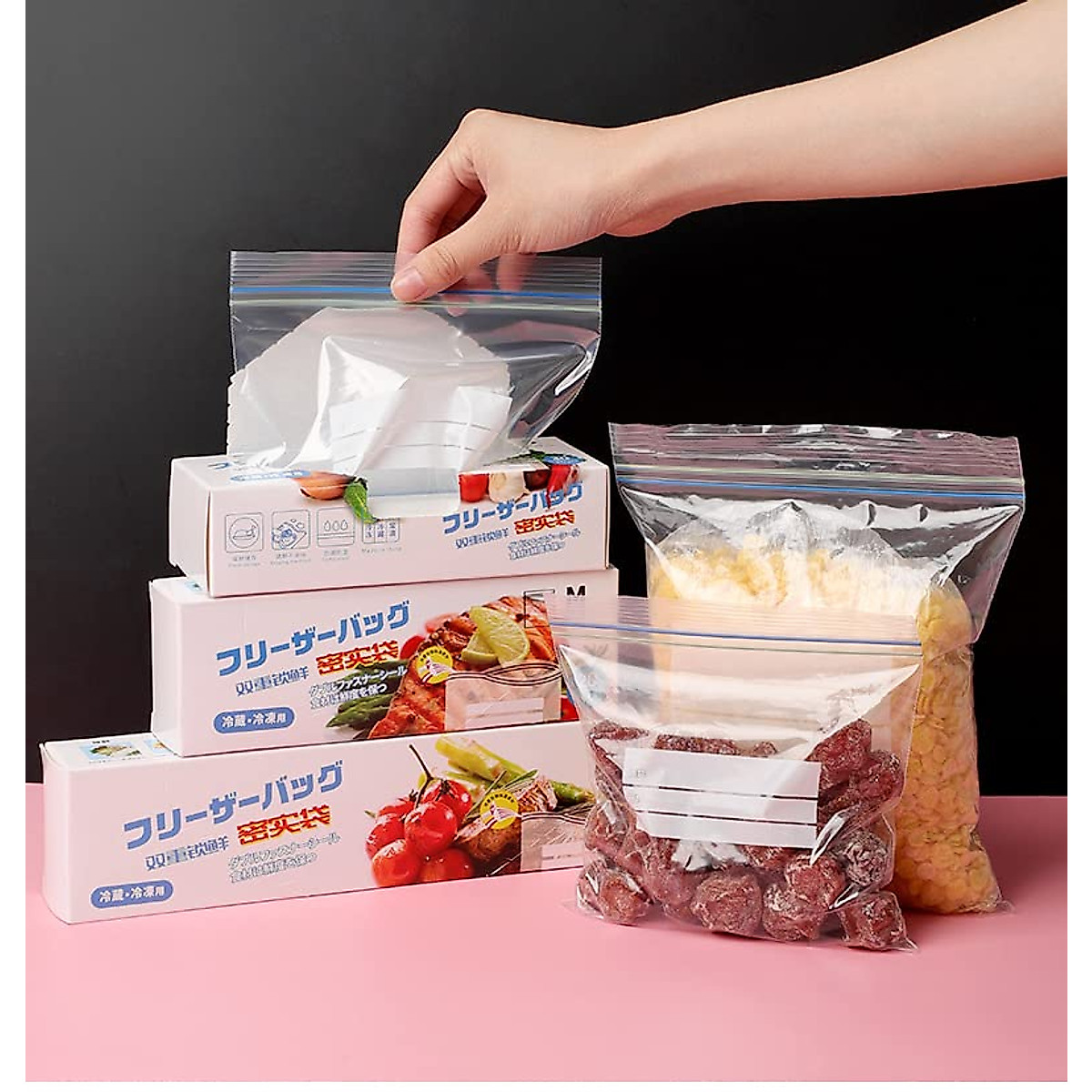 Double seal food storage bags, water proof zipper plastic bags (Medium size 18cm x 20cm) 20pcs