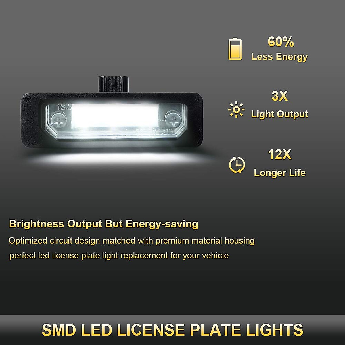 Gempro License Plate Light, 2Pcs LED License Plate Tag Lamp Assembly For Ford Mustang Focus Fusion Flex Taurus Lincoln Mercury Lincoln