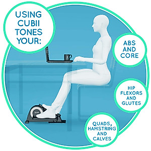 Cubii Jr: Desk Elliptical w/Built in Display Monitor, Easy Assembly, Quiet & Compact, Adjustable Resistance (Silver)