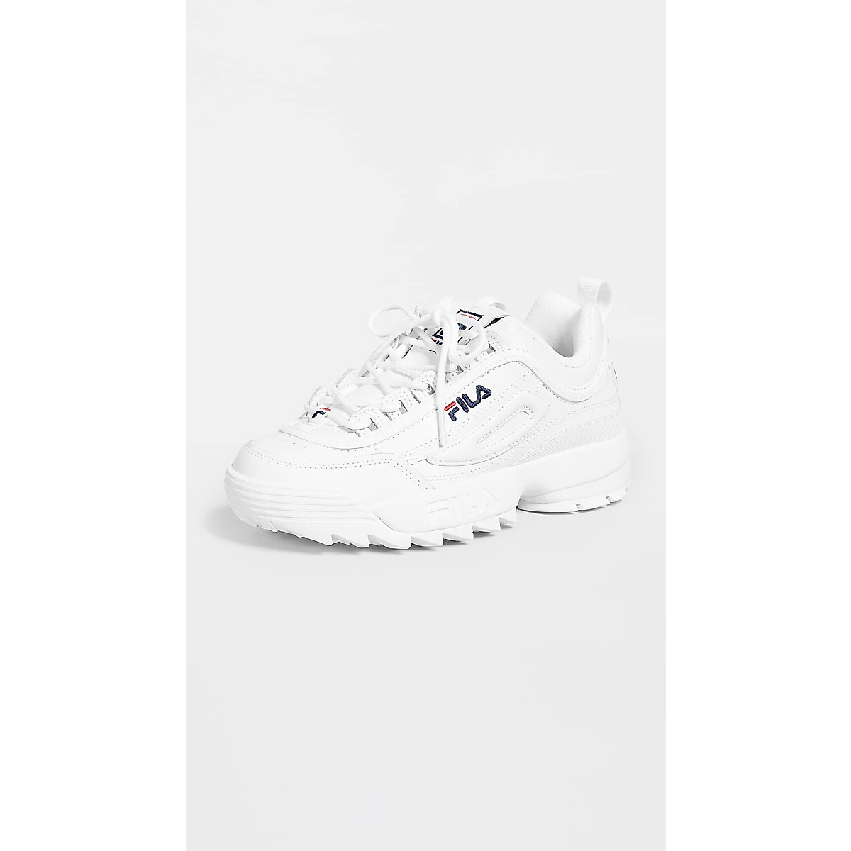 Fila Women's Disruptor II Premium Comfortable Sneakers, White/Navy/Red, 8