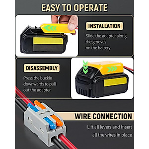 Vibit Power Wheel Adapter for Dewalt 20 V Lithium Battery, Peg-Perego Dewalt Battery Adapter with Original Wire Harness Connector, DC Power Adapter Conversion for Peg-Perego Children's Riding Toys