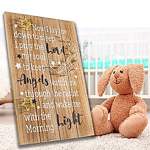 Vilight Nursery Sign Baby Room Decor - Now I Lay Me Down to Sleep Baptism Gifts for Boys and Girls - Kids Bedroom Wall 3D Moon and Star String Art Decorations - 11x16 Inches