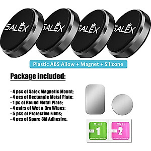 Magnetic Phone Mount 4 Pack. Black Flat Cell Phone Holder for Car Dashboard, Wall, Truck. Universal Stick on iPad Wall Magnet Mount for Tablets. Wall Low Profile Magnetic Car Mount for iPhone.