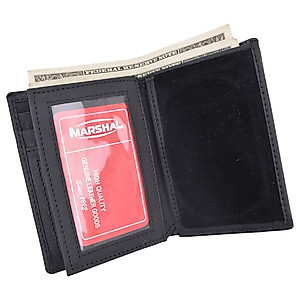 MARSHAL Genuine Cowhide Leather Badge RFID Wallet for Firefighters, Police etc.