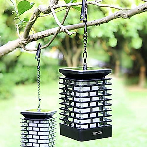 EOYIZW Solar Lights Outdoor Flickering Flame Solar Lantern Outdoor Hanging Decorative Lanterns with Solar Powered Waterproof Decorations for Patio Garden Deck Yard