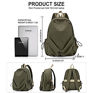 weradar Simple Backpacks For High School,Basic Travel Rucksack Backpack For Women Men,Lightweight Casual Daypack Laptop Bookbag,Aesthetic College Backpack For Teens Girls Boys(Green)