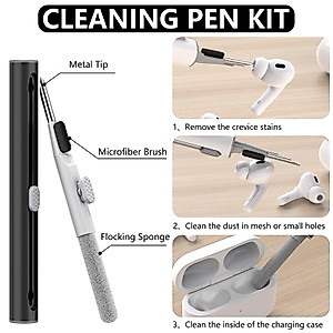 Ljusmicker for AirPods Pro Case Cover with Cleaner Kit,Soft Silicone Protective Case for Apple AirPod Pro 2nd/1st Generation Case for Women Men,AirPods Pro 2/Pro Case Accessories with Keychain-Black