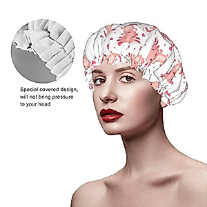 Shower Cap Axolotl Reusable Bath Shower Caps For Women Long Hair, Double Layer Waterproof Bathing Shower Hat Hair Protector For Kids Girls Women, 1 Pack