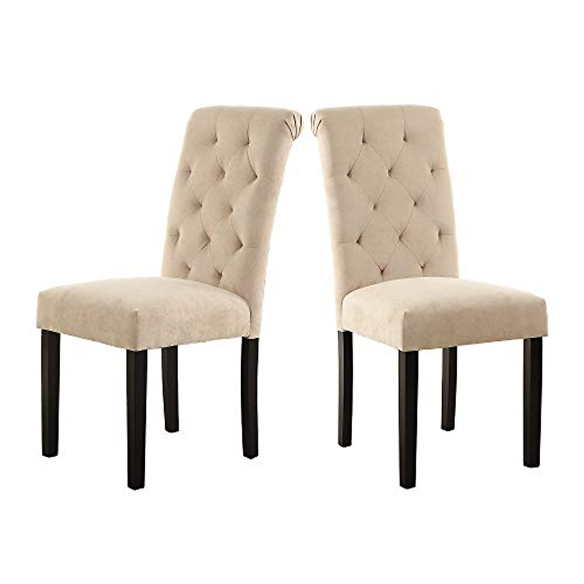 LSSBOUGHT Stylish Dining Room Chairs with Solid Wood Legs, Set of 2 (Beige)